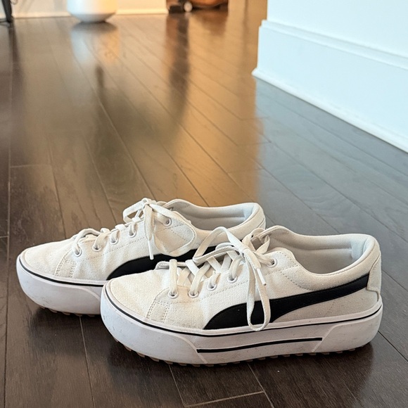 Puma | Shoes | Puma Canvas Sneakers In White And Black | Poshmark